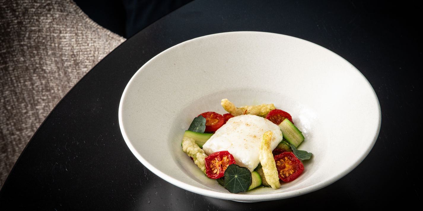 Halibut, Piccolo Tomato Jam, Courgette and Nasturtium Recipe - Great ...