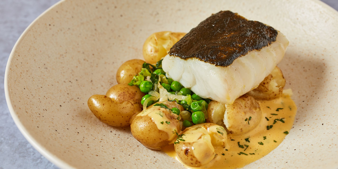 Baked Cod Recipe with Mint Hollandaise - Great British Chefs