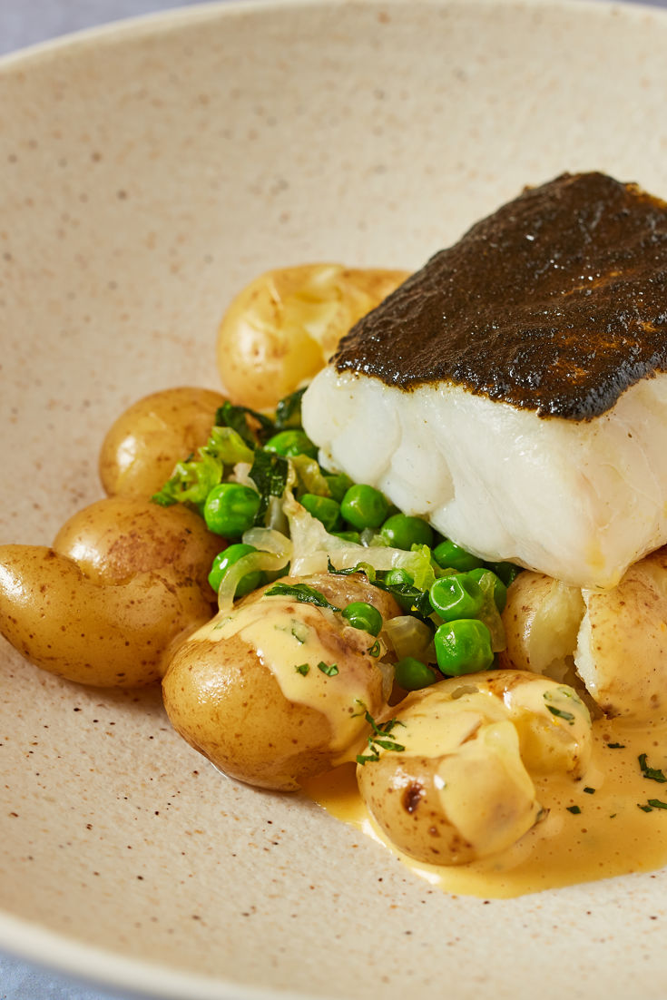 Baked Cod Recipe with Mint Hollandaise - Great British Chefs