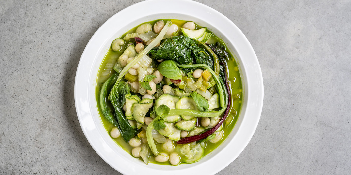 Coco Beans with Chard, Courgettes and Basil Recipe - Great British Chefs