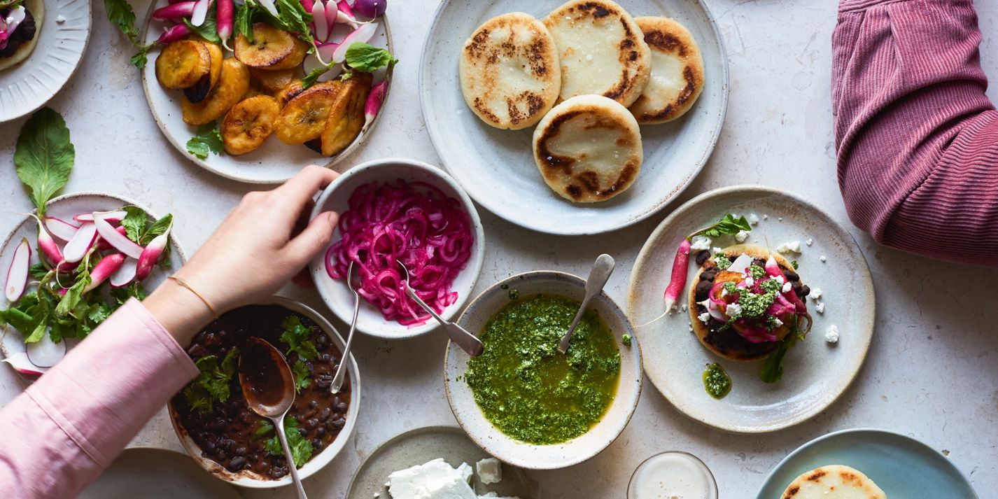 Arepas Recipe with Black Beans and Salsa Verde - Great British Chefs