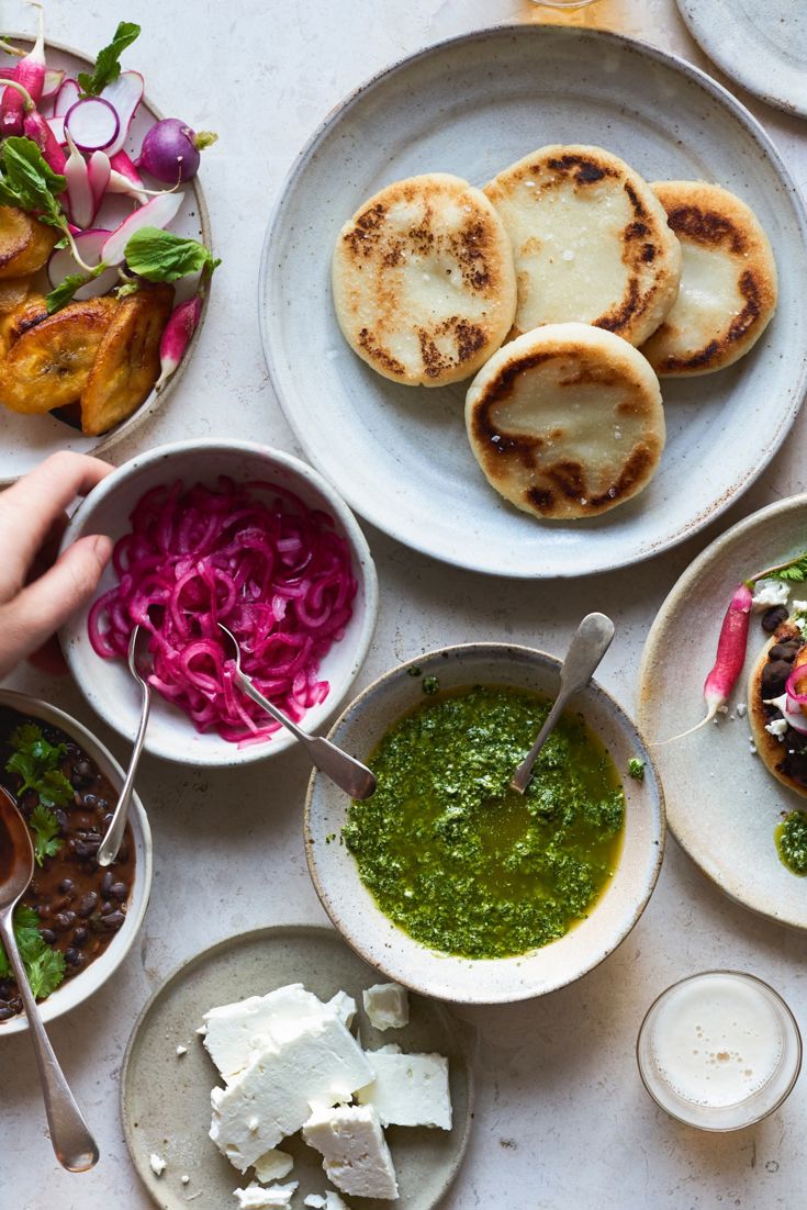 Arepas Recipe with Black Beans and Salsa Verde - Great British Chefs