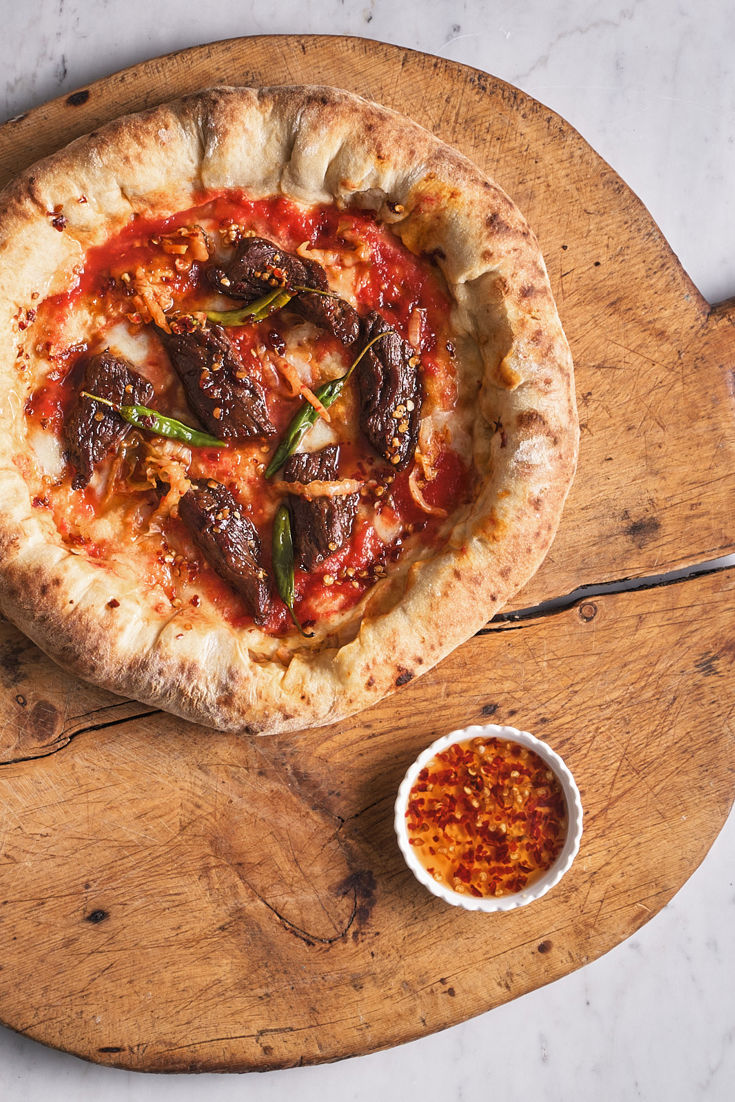 Sticky Beef and Hot-Honey Pizza with Kimchi-Mozzarella Stuffed Crust ...