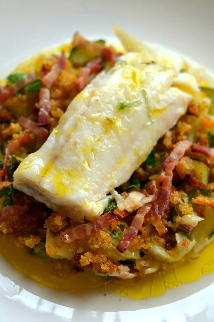 Baked Cod Loin Recipe with Braised Cucumber - Great British Chefs