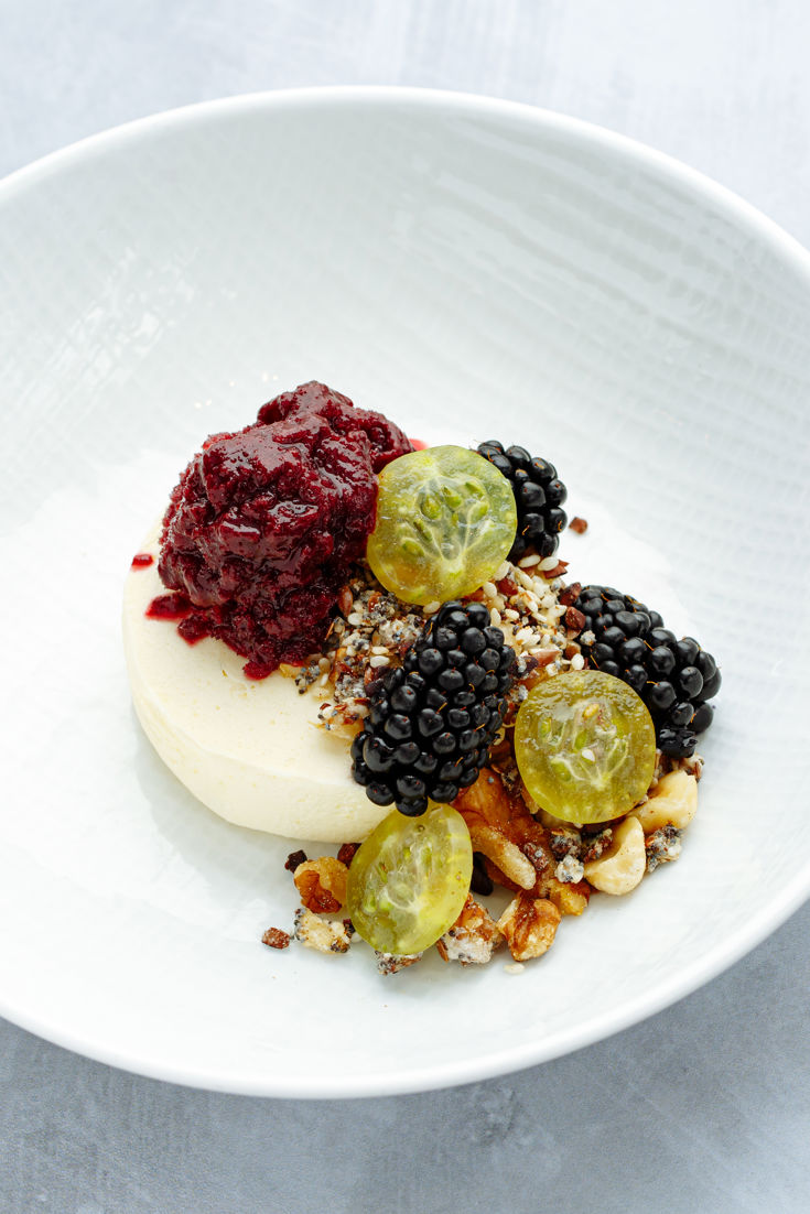 Gooseberry Parfait with Nuts and Blackberries Recipe - Great British Chefs