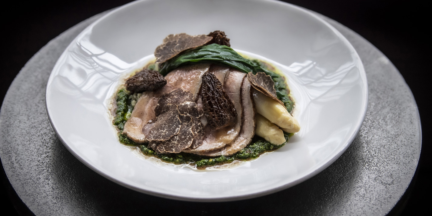 Rose Veal with Morels, White Asparagus and Wild Garlic Recipe - Great ...
