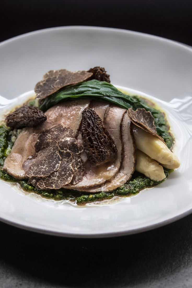 Rose Veal with Morels, White Asparagus and Wild Garlic Recipe - Great ...