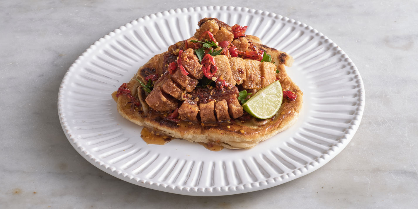 Chicharrones with Apricot, Fermented Chilli, Flaky Flatbreads and ...