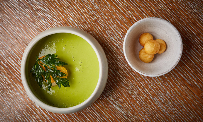 Leek and Potato Soup with Potato Donuts Recipe - Great British Chefs