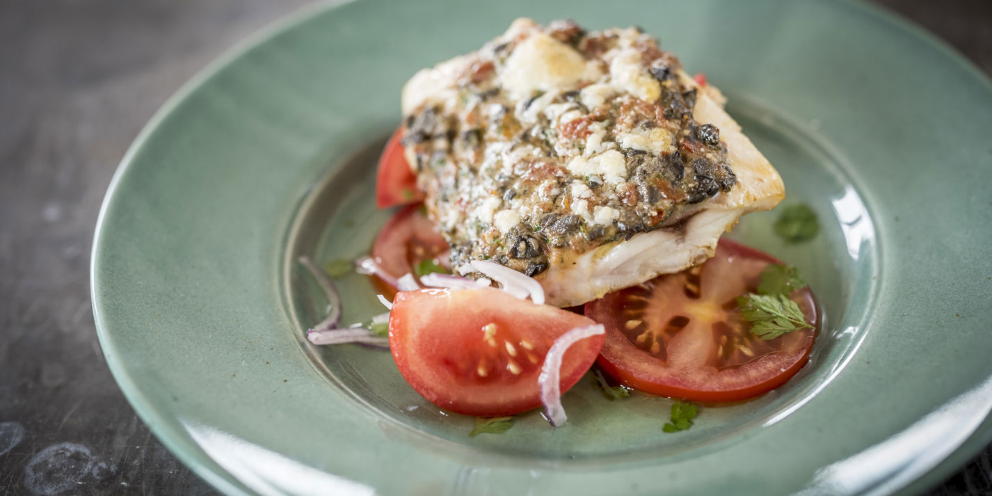 Baked Hake with Mediterranean Crust - Great British Chefs