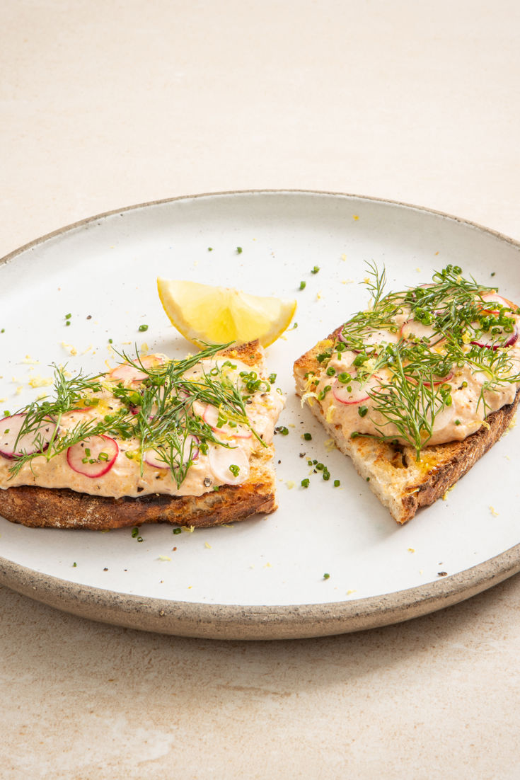 Lemony Crab Mayo Toast with Pickled Radishes Recipe - Great British Chefs