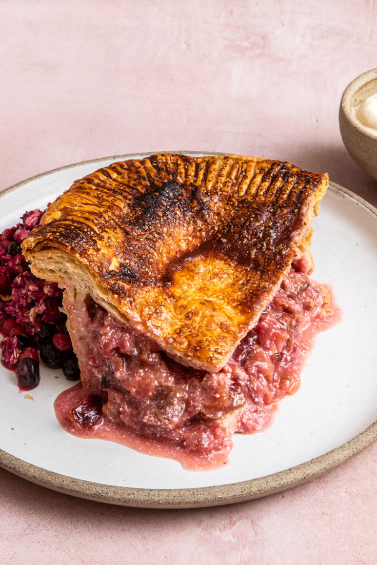 Spiced Plum and Sour Cream Swirl Cobbler Picnic Traybake Pie Recipe ...