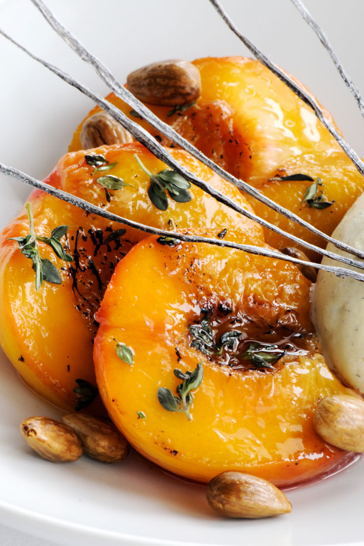 Roast Peaches Recipe With Vanilla Ice Cream - Great British Chefs
