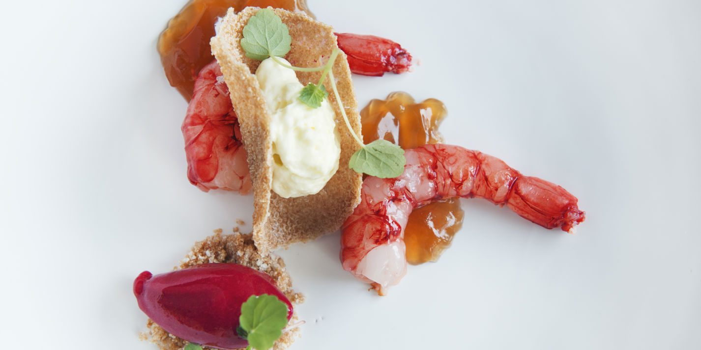 Red Prawns, Amaranth, and Beetroot Sorbet Recipe - Great Italian Chefs