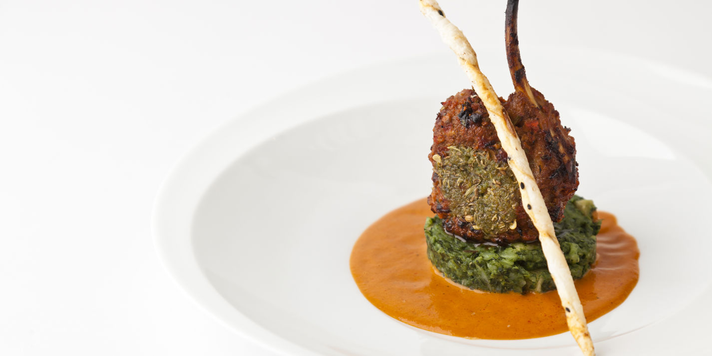 Spice-Crusted Lamb Rack With Spinach-Potatoes - Great British Chefs