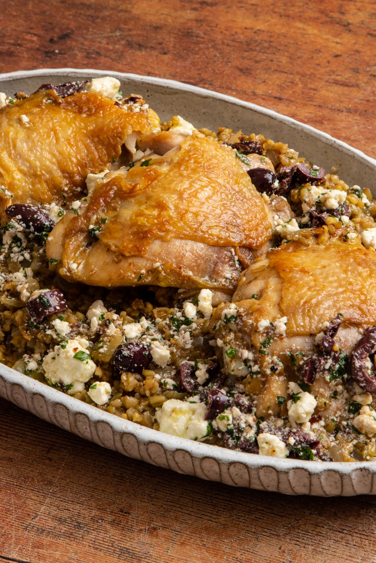 Roasted Chicken Thighs With Freekeh and an Olive and Preserved Lemon ...