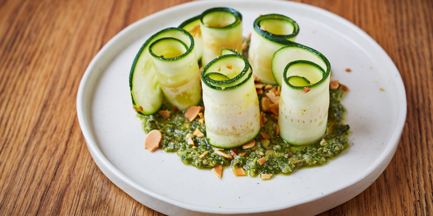 Courgettes with Salsa Verde and Almonds Recipe - Great British Chefs