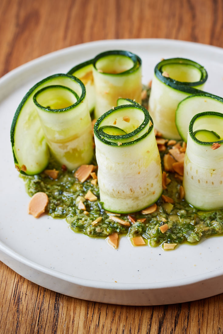 Courgettes with Salsa Verde and Almonds Recipe - Great British Chefs