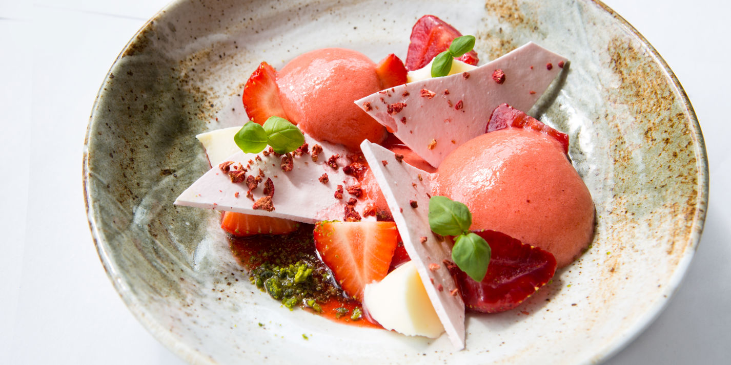 Strawberry and Douglas Fir Panna Cotta Recipe - Great British Chefs