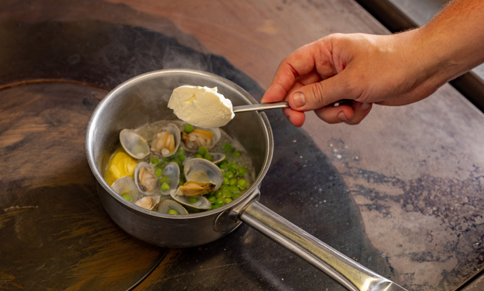 Fillet of Chalk Stream Trout with Clams, Peas and Crème Fraîche Recipe ...