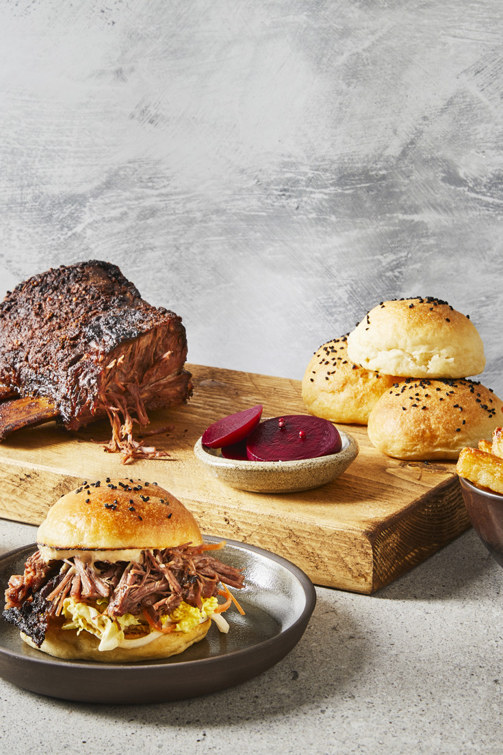 Short Rib Buns with Kimchi Coleslaw and Chips Recipe - Great British Chefs