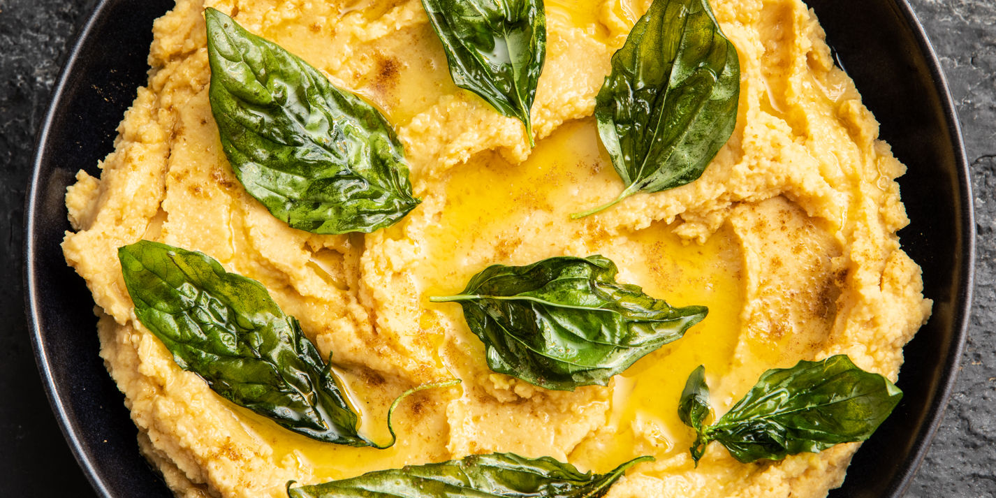 Chickpea Mash with Crispy Basil Recipe - Great British Chefs