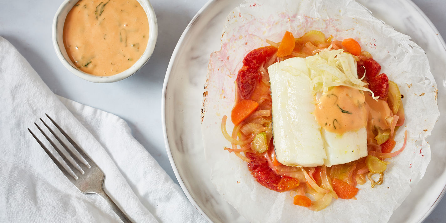 Steamed Haddock with Blood Orange Hollandaise Recipe - Great British Chefs