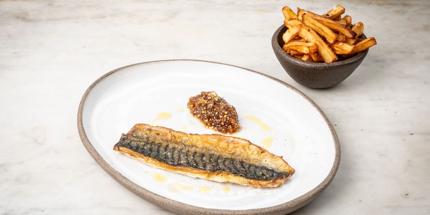 Grilled Mackerel with Shallot Chutney and Fries Recipe - Great British ...