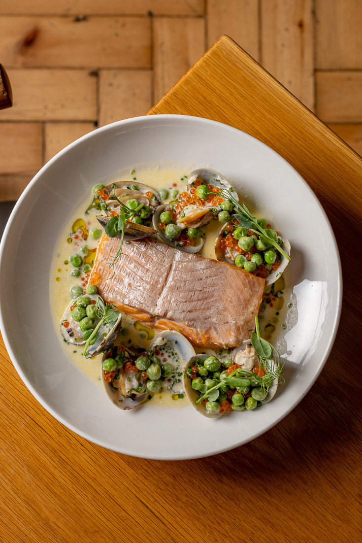 Fillet of Chalk Stream Trout with Clams, Peas and Crème Fraîche Recipe ...