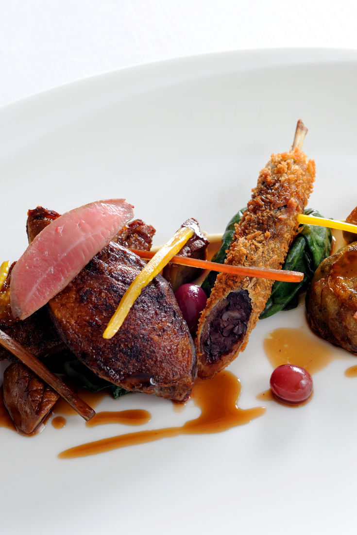 Roast Pigeon Crispy Leg & Foie Gras Hollandaise - Great British Chefs