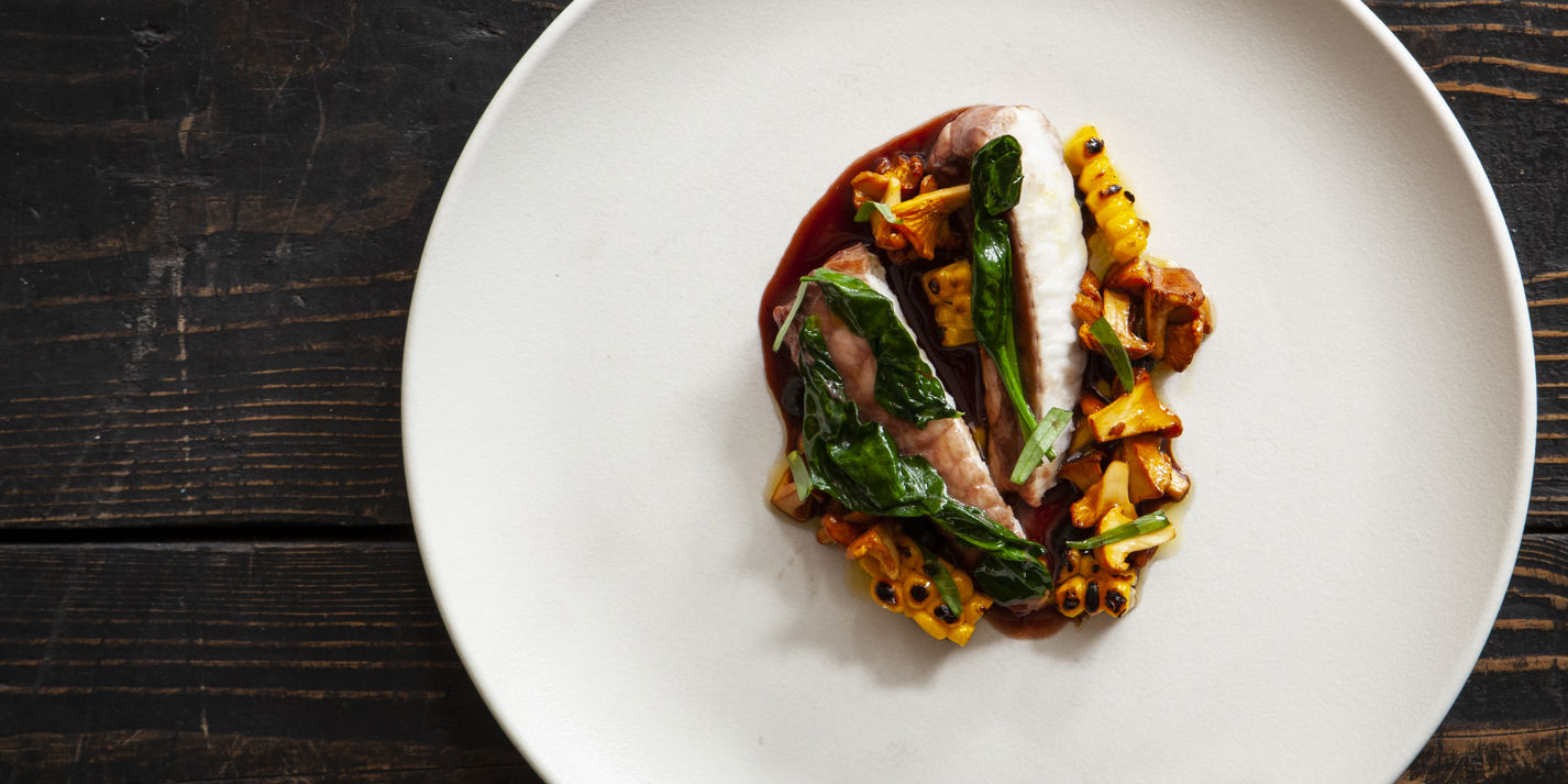 Red Wine-Poached Monkfish with Corn and Girolles Recipe - Great British ...