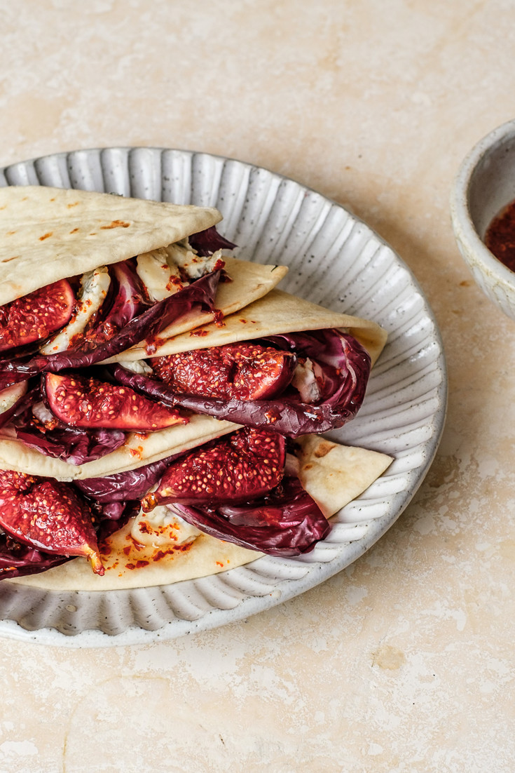 Radicchio, Gorgonzola, Roasted Fig and Hot Honey Piadina Recipe - Great ...