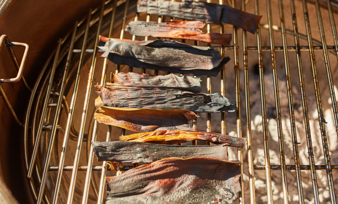 Charred Leeks with Leek Ash Crème Fraîche Recipe - Great British Chefs