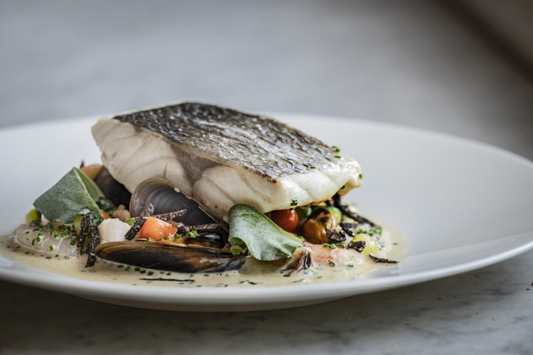 Sea Bass Mariniere with Fennel and Shellfish Recipe - Great British Chefs
