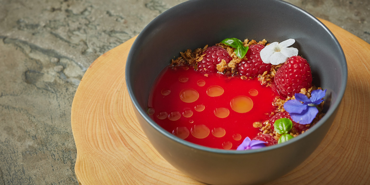 Woodruff Panna Cotta with Raspberries and Basil Recipe - Great British ...