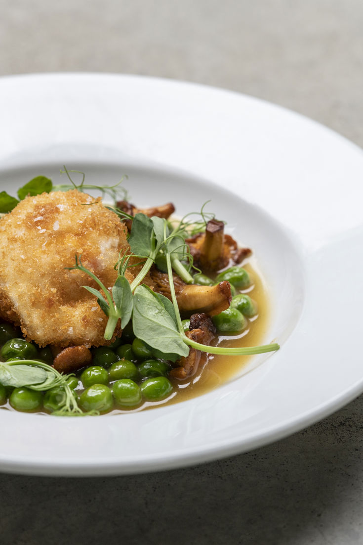 Peas, Girolles And A Crispy Egg Recipe - Great British Chefs