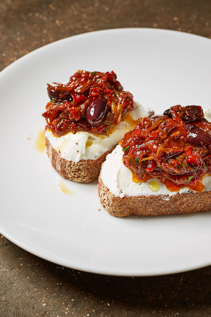Tuscan Fettunta with Roasted Peppers and Goat’s Curd Recipe - Great ...