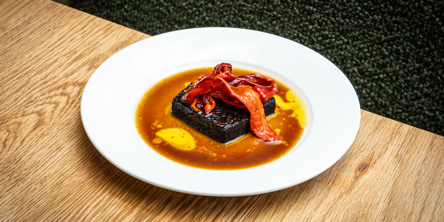 Blood Pudding with Grilled Peppers and Apple and Lardo Sauce Recipe ...