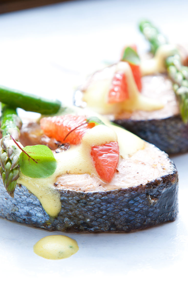 Sea Trout, Asparagus & Pink Grapefruit Sabayon - Great British Chefs