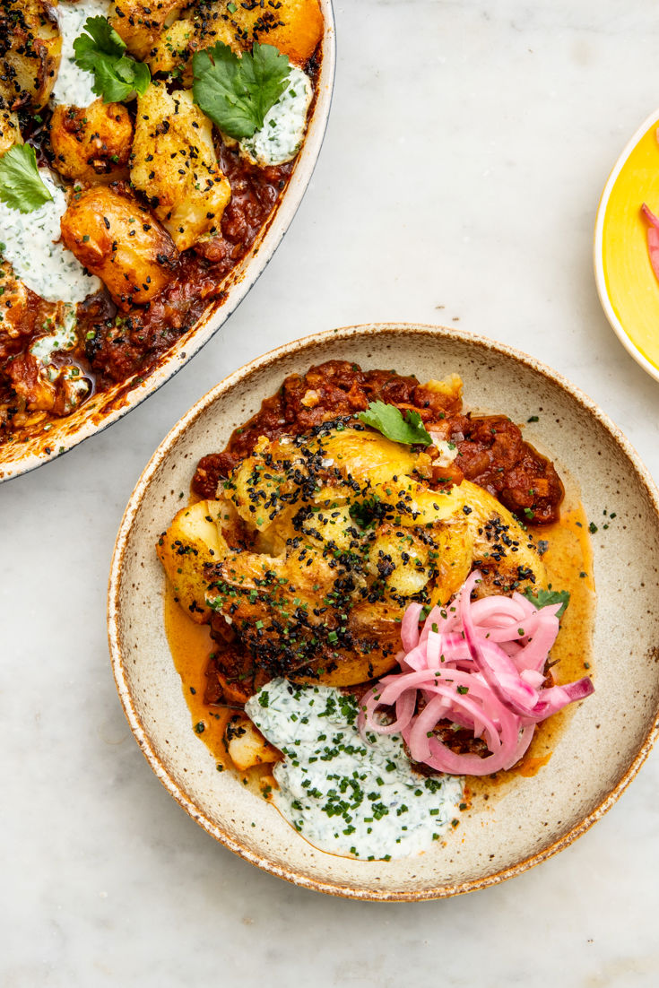 Bombay Spiced Shepherd's Pie with Crispy Smashed Potato Topper Recipe ...
