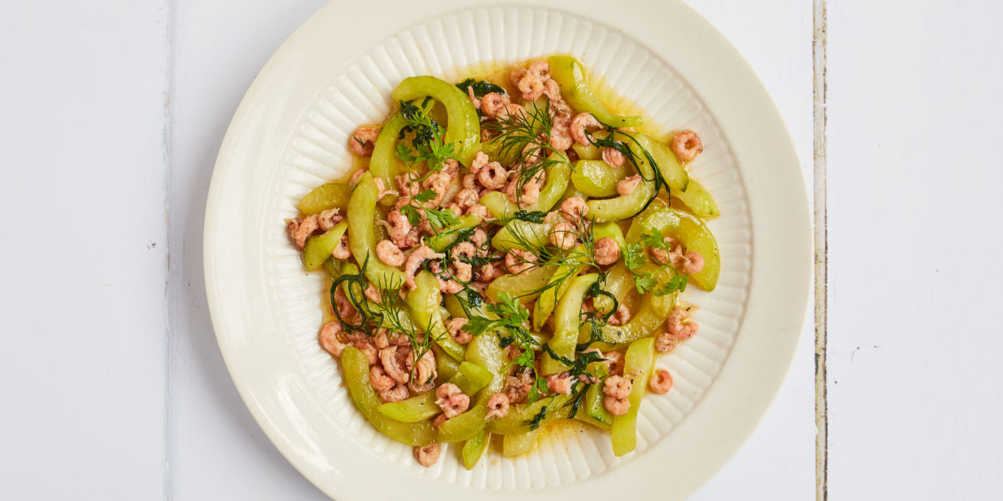 Stewed Cucumber Recipe with Brown Shrimp - Great British Chefs