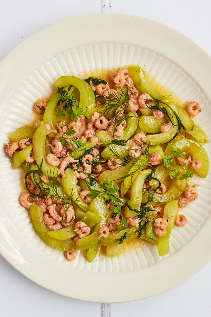 Stewed Cucumber Recipe with Brown Shrimp - Great British Chefs
