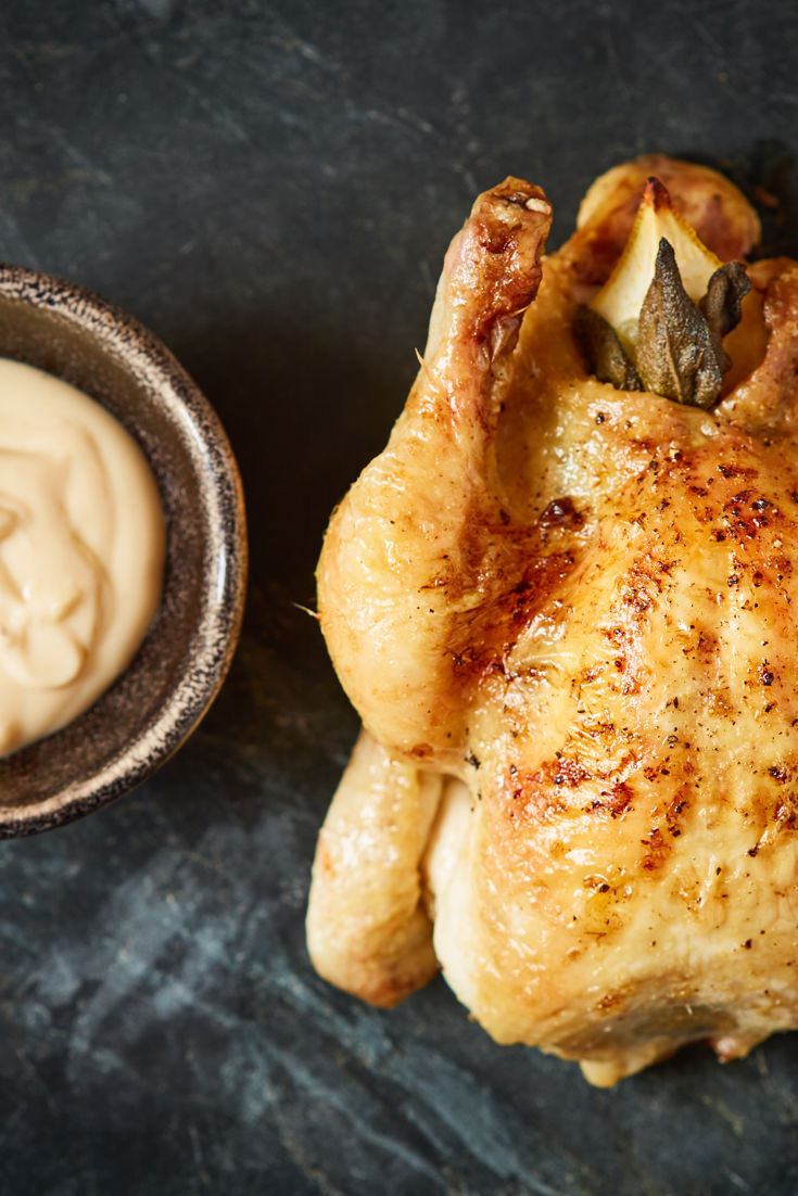 Poussin with chicken fat mayonnaise recipe - Great British Chefs