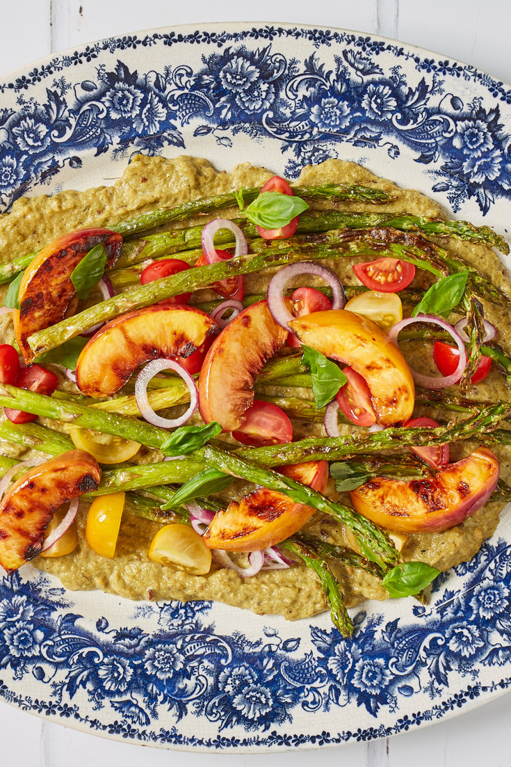 Green Romesco Sauce with Charred Nectarines and Asparagus Recipe ...