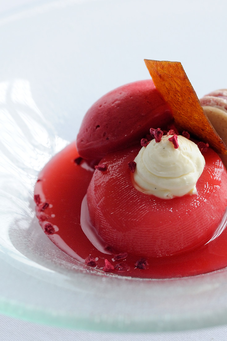 Peach Melba with Vanilla Mousse - Great British Chefs