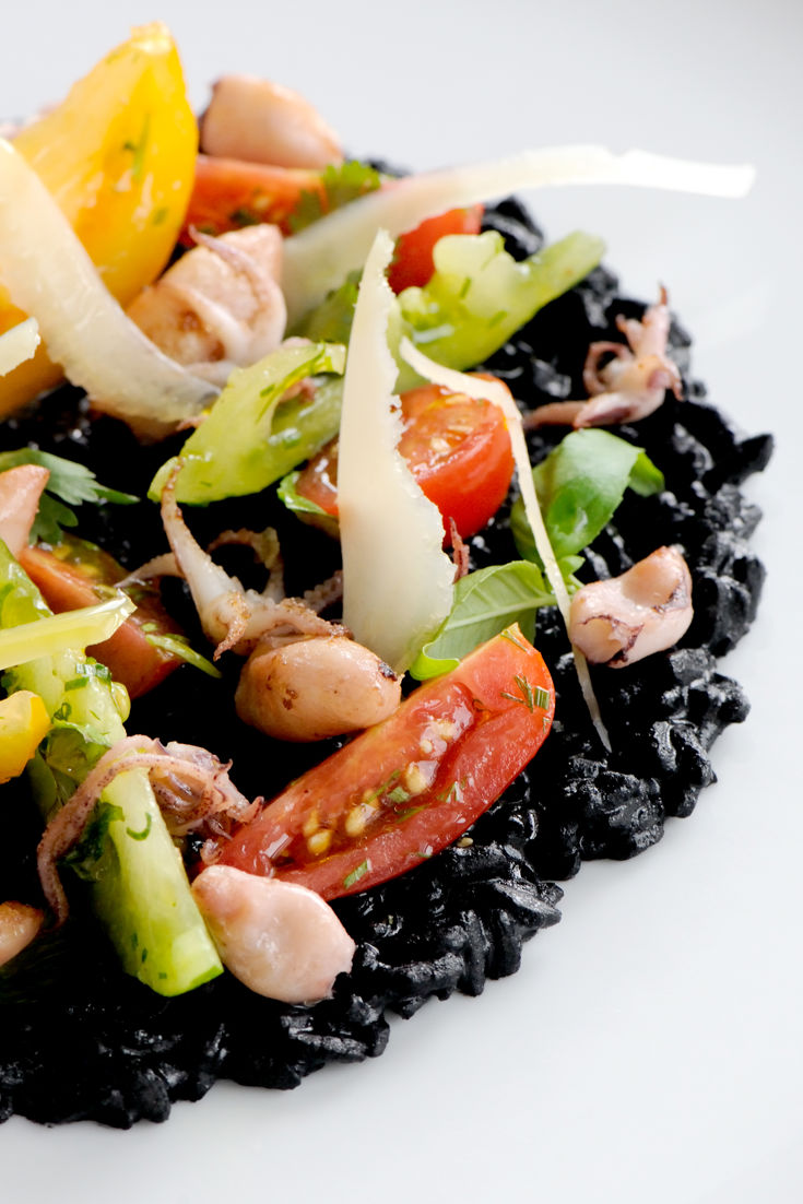Risotto Nero With Squid & Heirloom Tomatoes - Great British Chefs