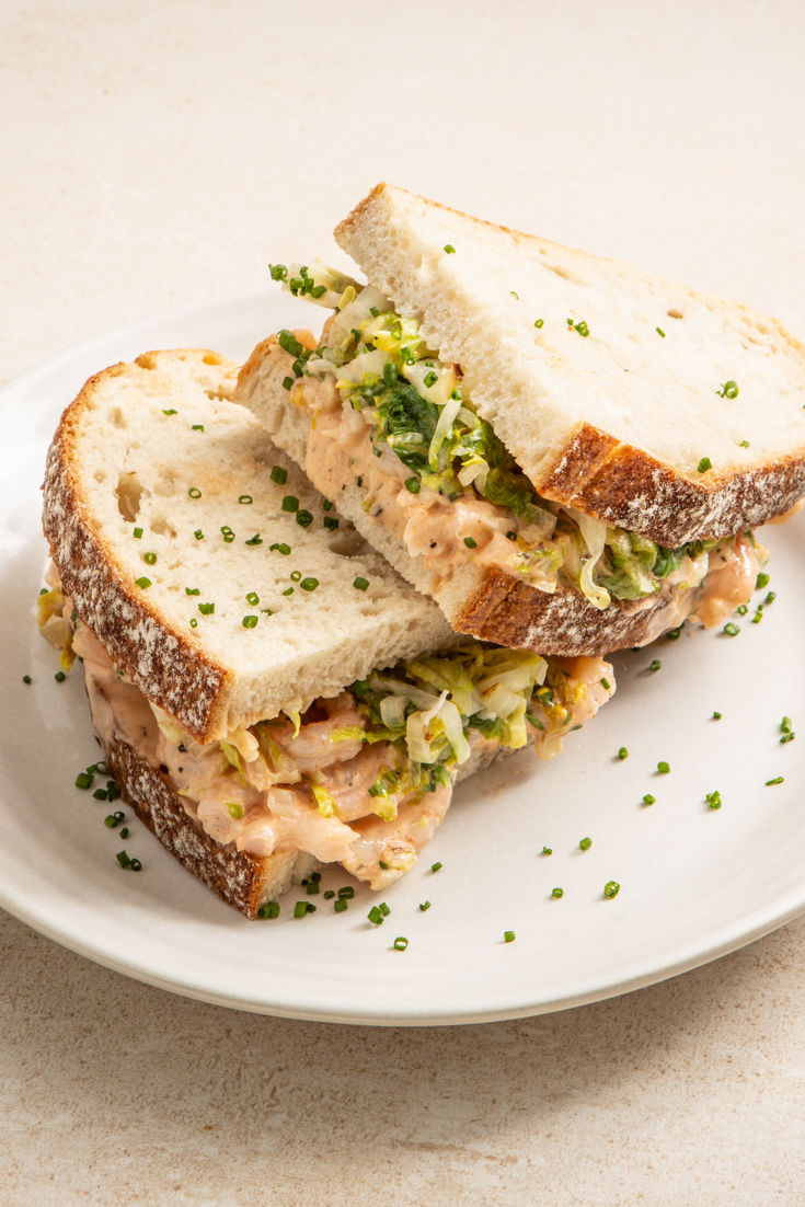Prawn Cocktail Sandwich with Charred Baby Gem Recipe - Great British Chefs