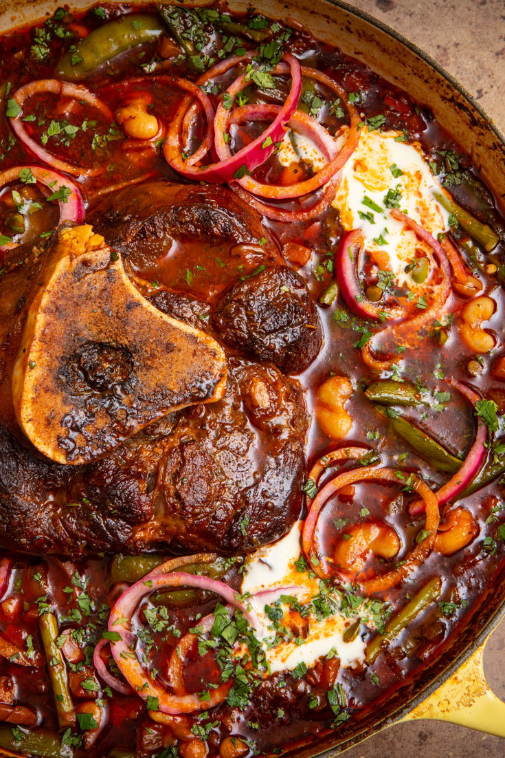 Beer-Braised Beef and White Bean Chilli with Spring Vegetables Recipe ...
